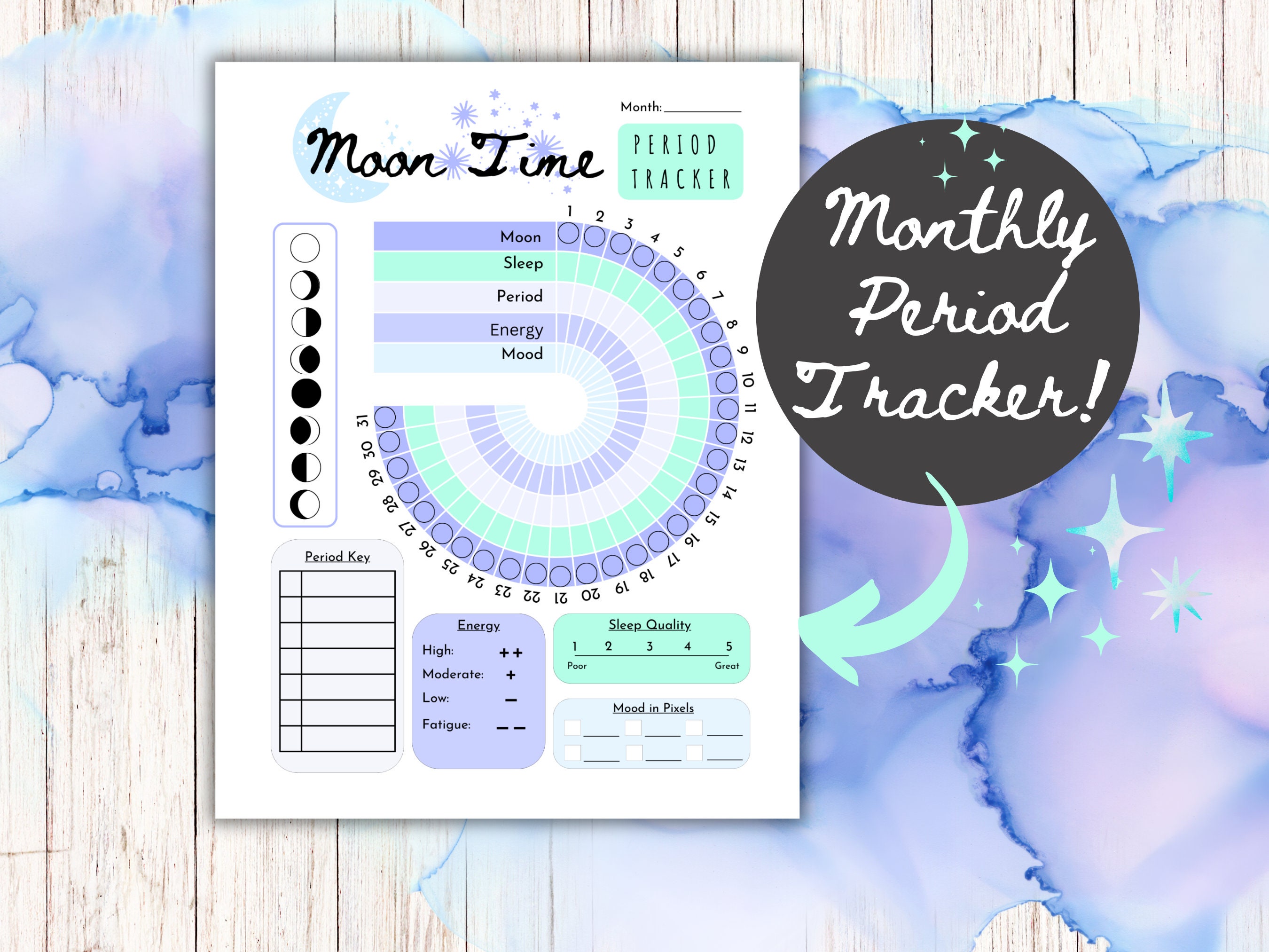 Period Tracker Grimoire Pages Period Journal Period - Etsy