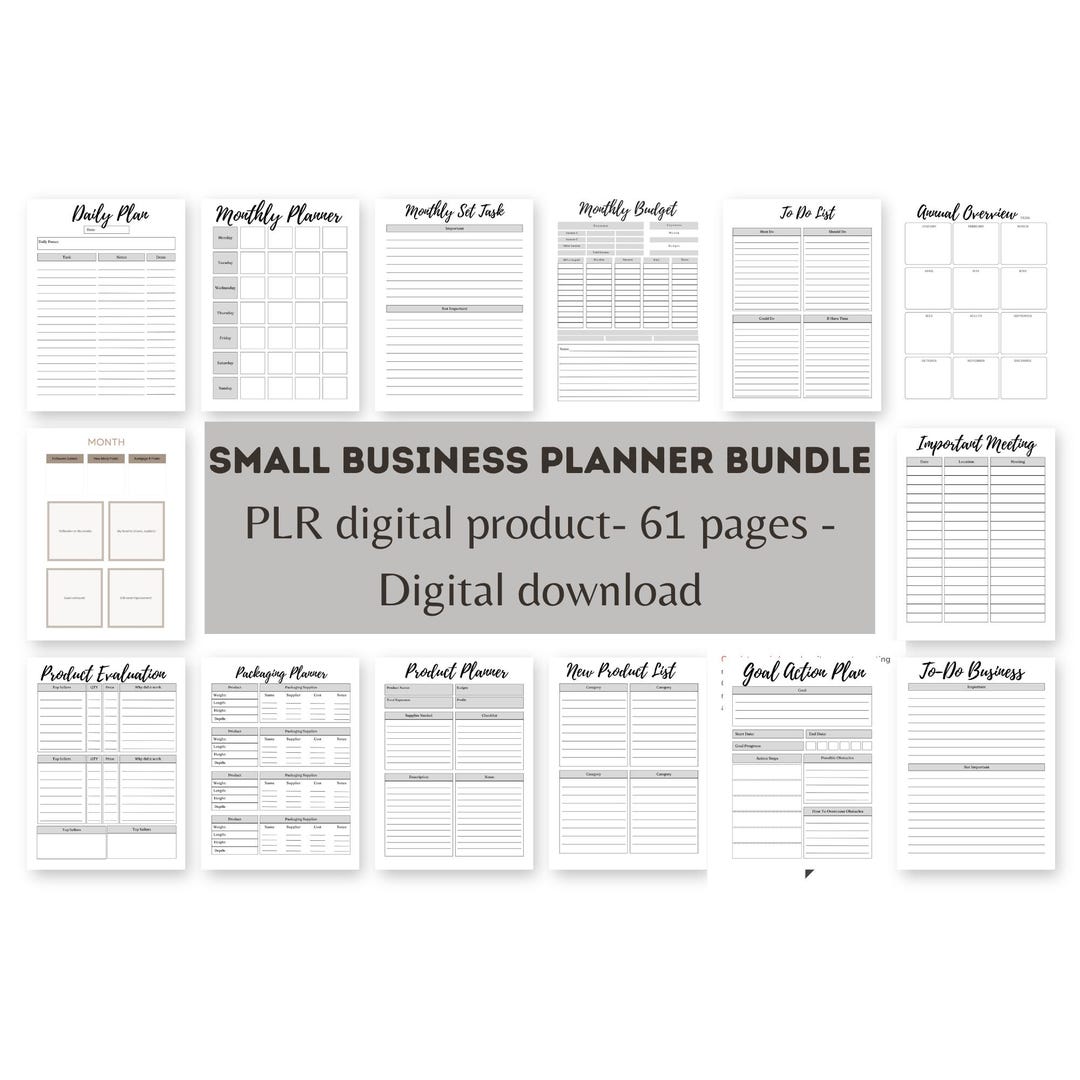 Small Business Planner Plr Digital Products Digital Bundle Journal ...