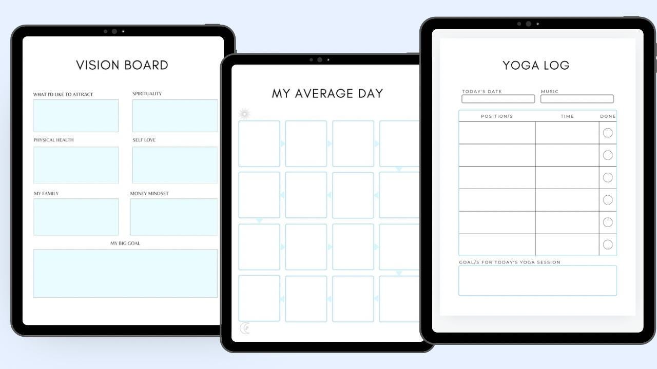 Vision Board Digital Printable Journaling Pages Mental Health Planner ...