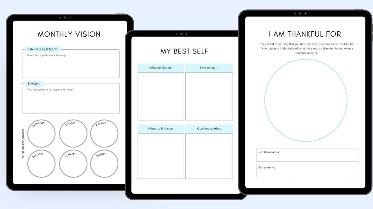 Vision Board Digital Printable Journaling Pages Mental Health Planner ...