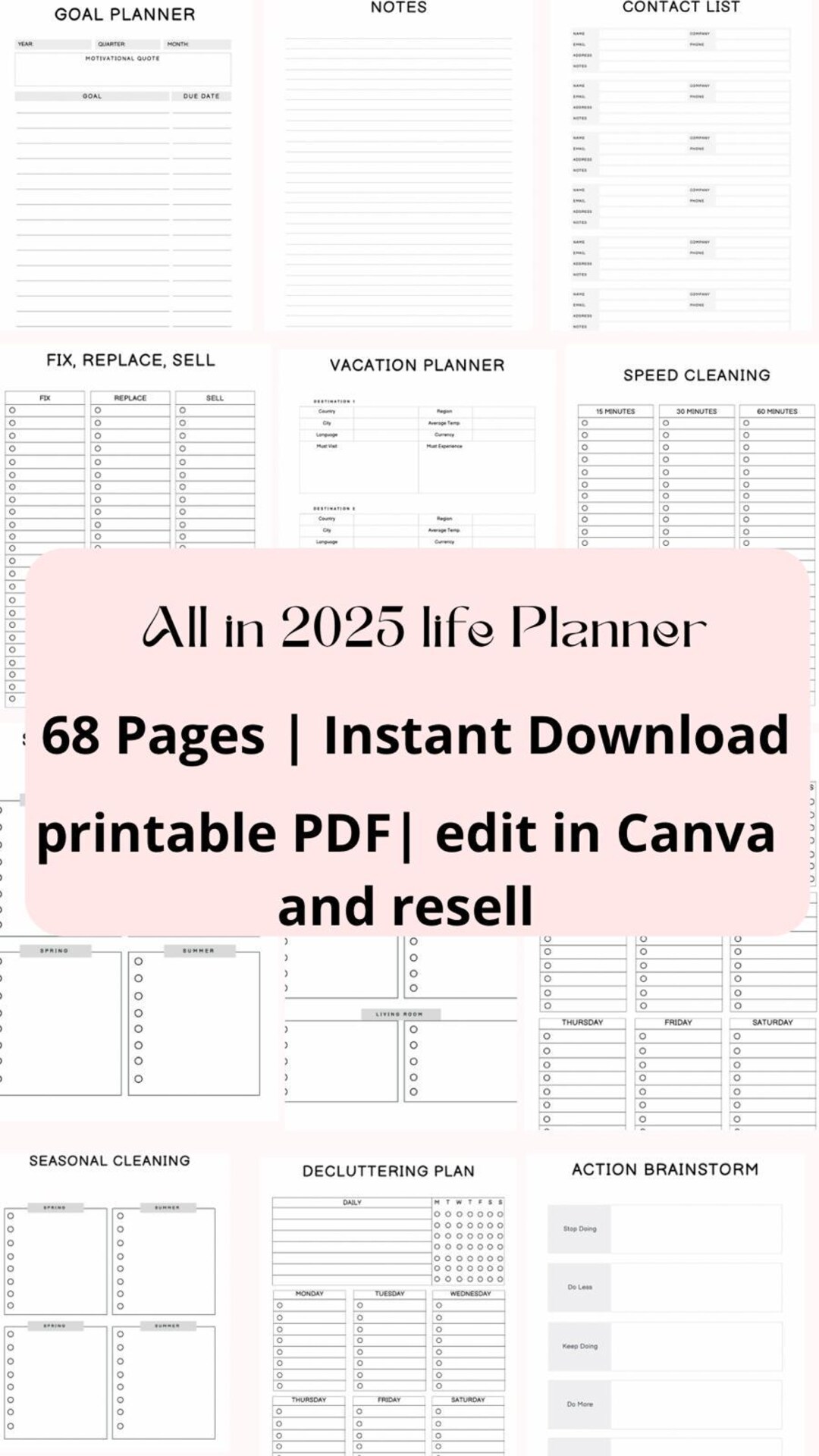 2025 Digital Planner Printable: Plr Digital Products Canva Template ...