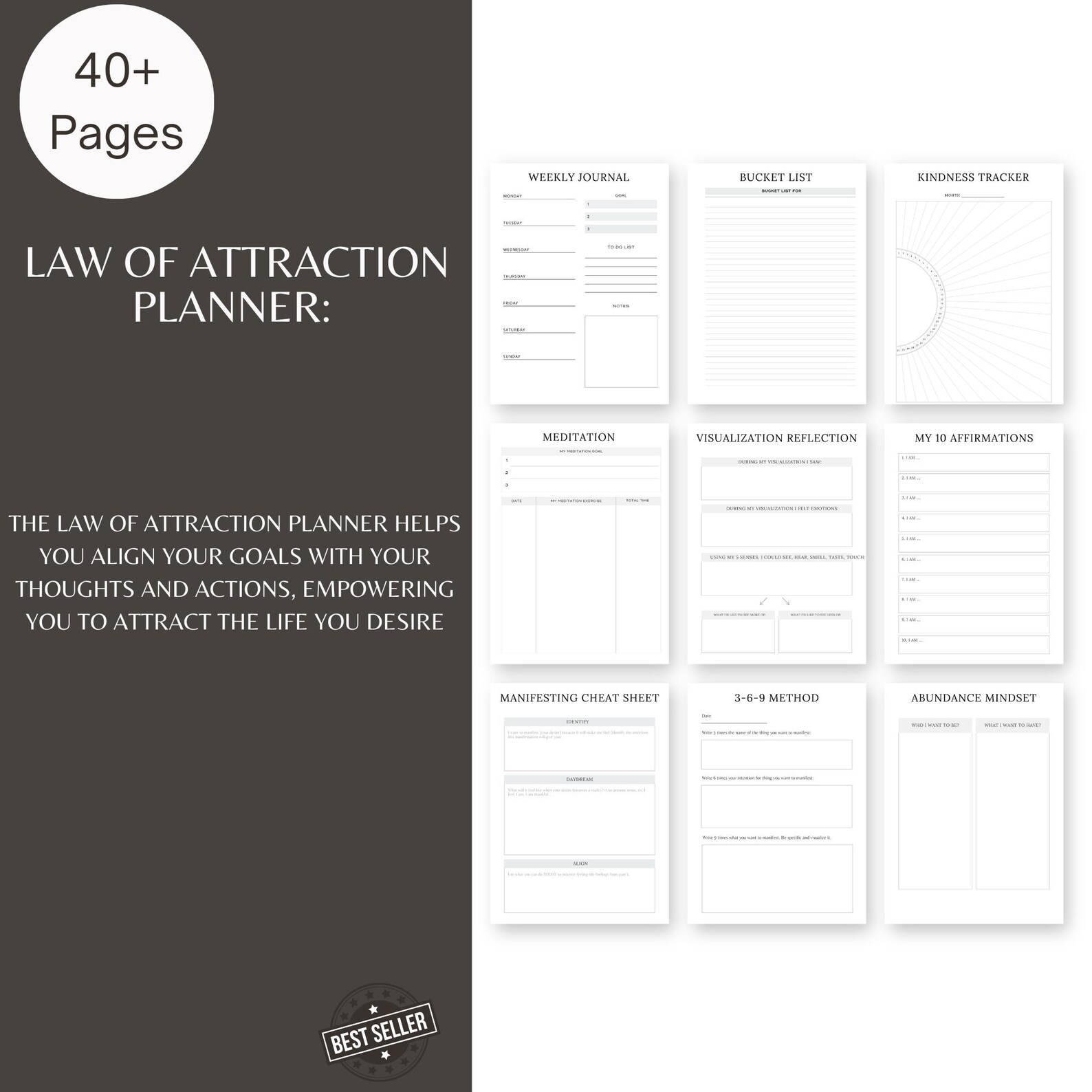 Vision Board Digital Planner Printable Journaling Pages Mental Health ...