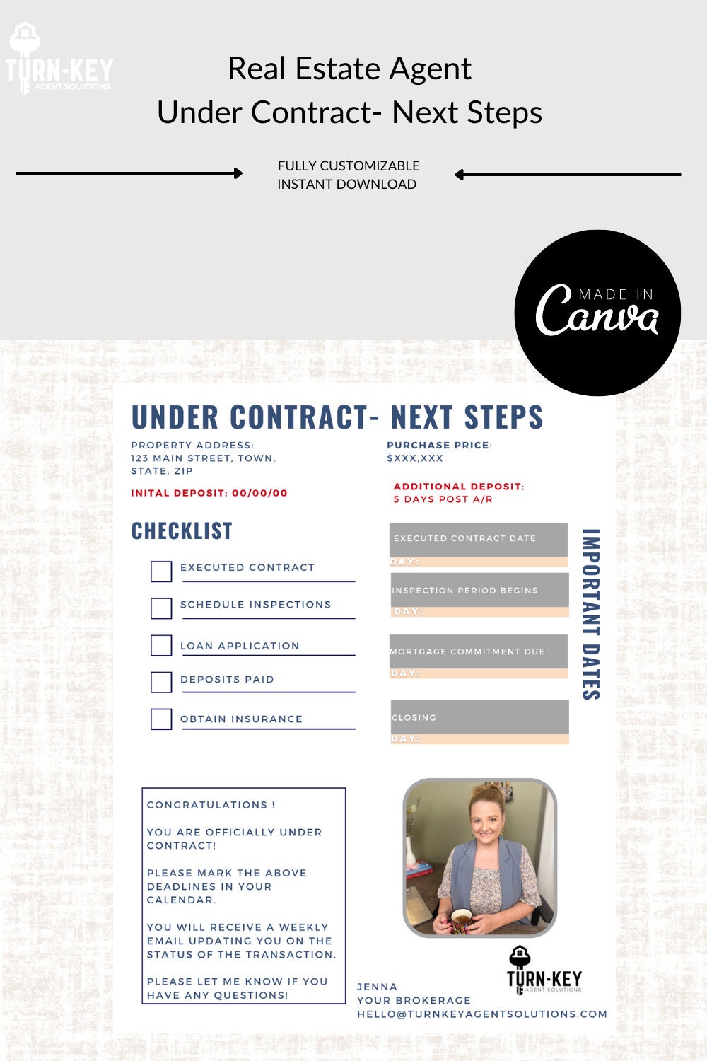 Under Contract Timeline/ Checklist Real Estate Canva - Etsy