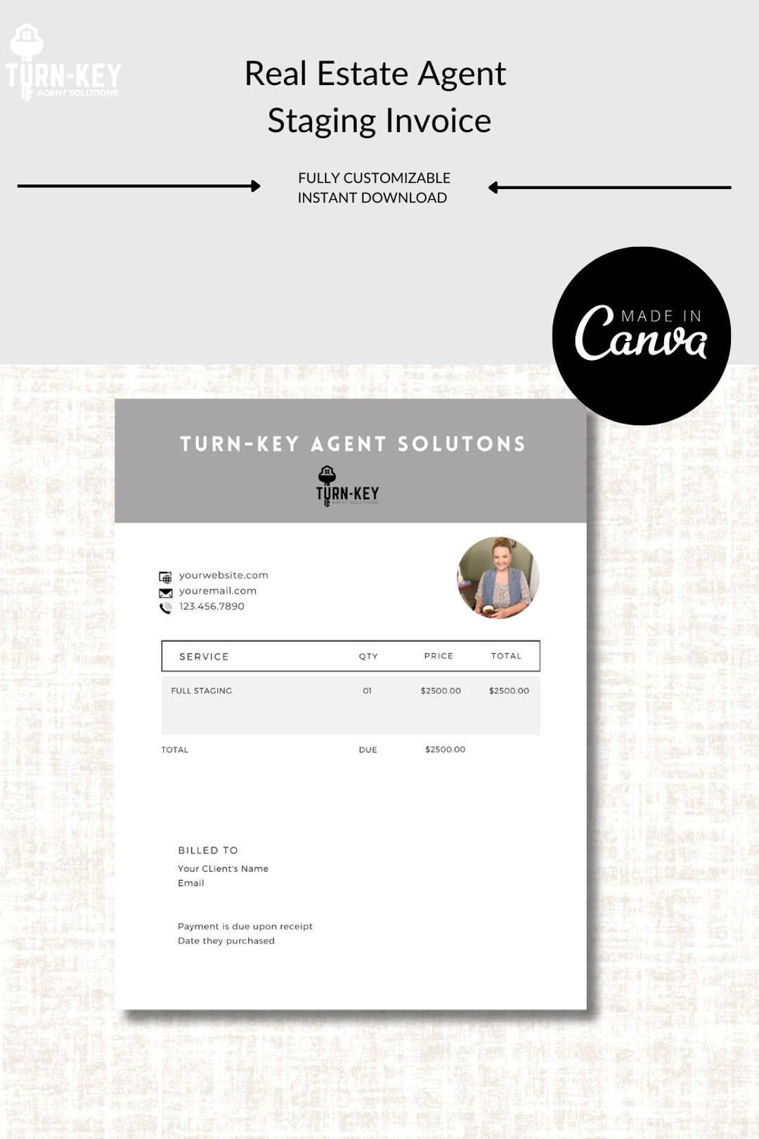 Staging Invoice Template Real Estate Canva Printable Digitial Template ...