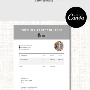 Staging Invoice Template Real Estate Canva Printable Digitial Template ...