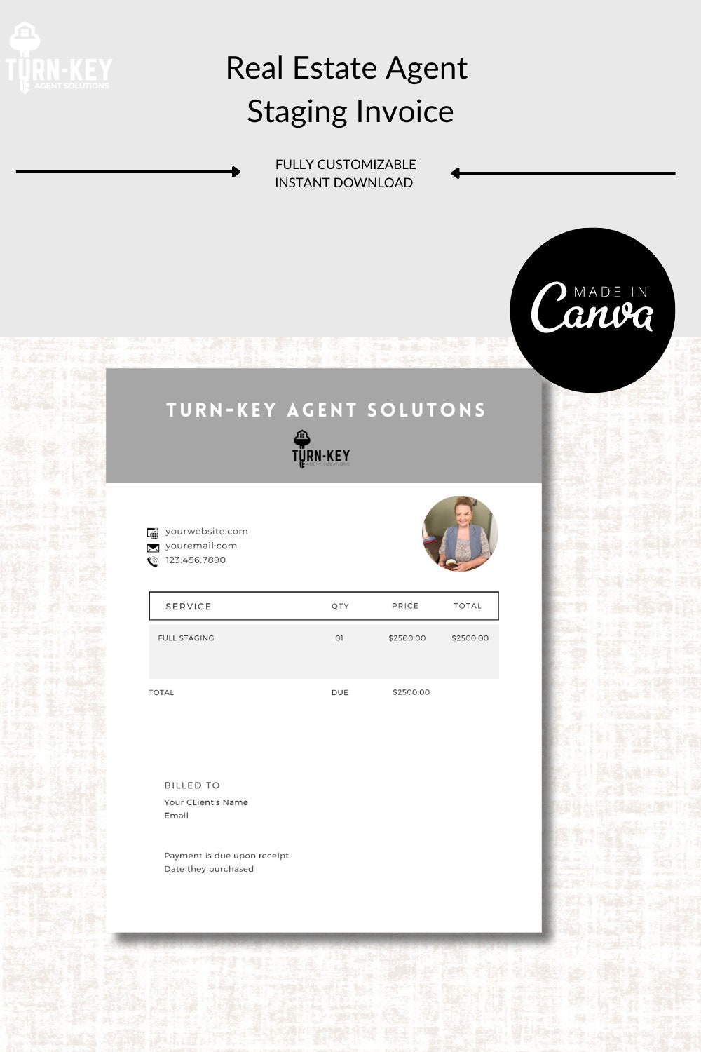 Staging Invoice Template Real Estate Canva Printable Digitial Template ...