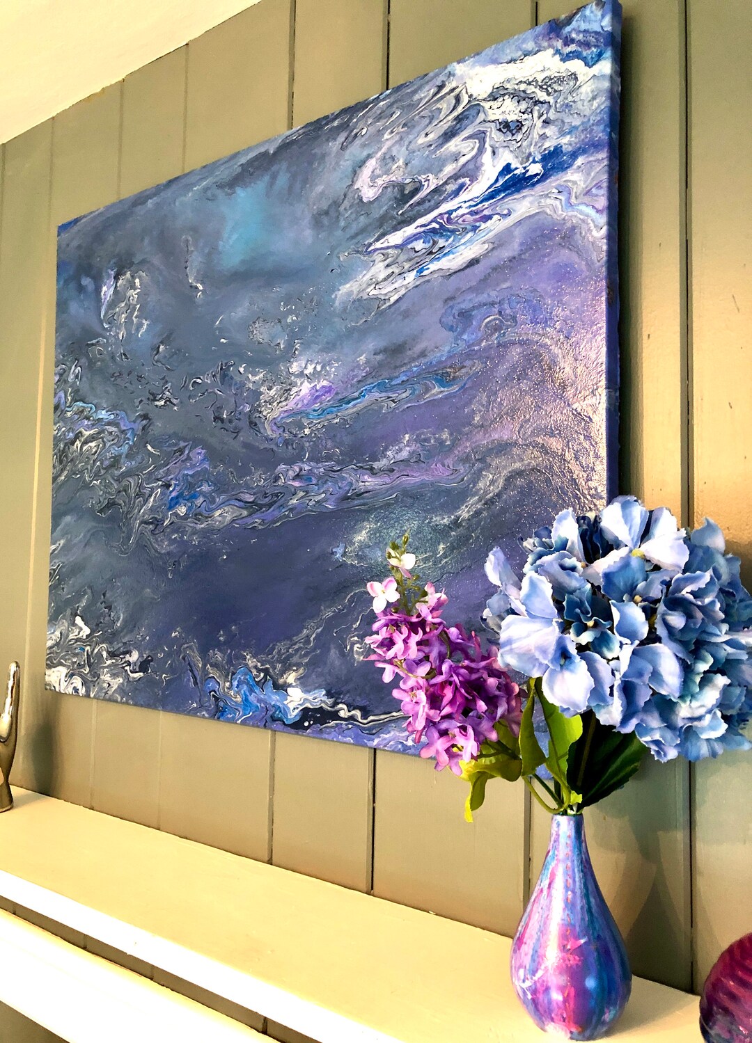 Blue/ Purple Paint Pour - Etsy