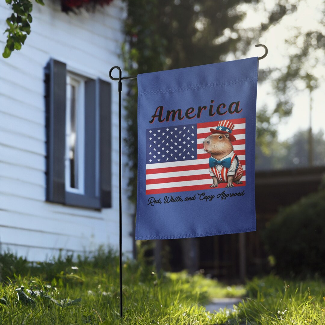 Capybara Patriotic Garden Flag | American Red White and Blue Decor ...