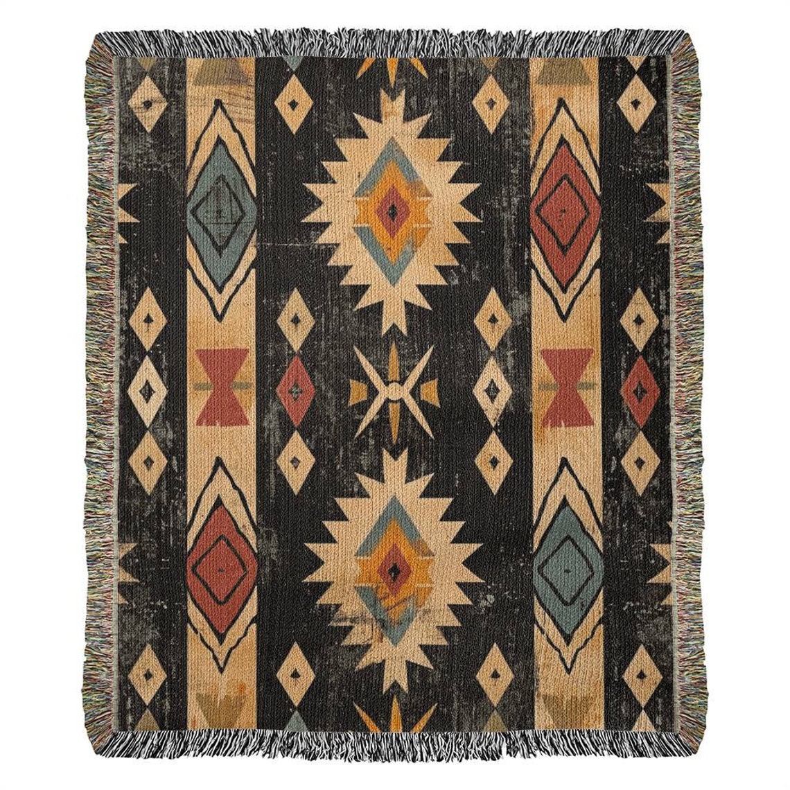 Aztec Blanket Southwest Gift for Cowboy Woven Blanket With Native ...
