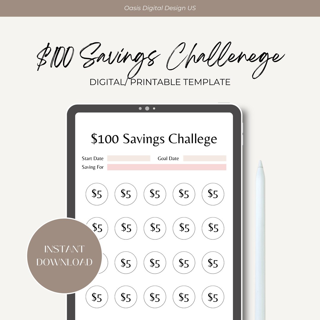 Savings Challenge Digital Download - Start Saving and Achieve Your ...