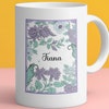 Custom Floral Name Mug Flower Frame Mug Botanical Name Gift for Flower ...