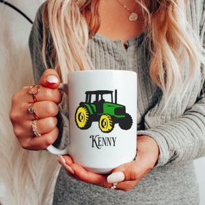 Custom Tractor Mug Green Tractor Gift for Kid Personalized Tractor ...