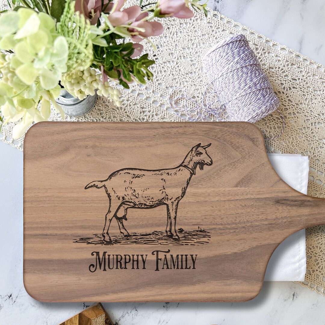 Goat Cutting Board Goat Farm Gift Custom Goat Gift Family Farm Hardwood ...