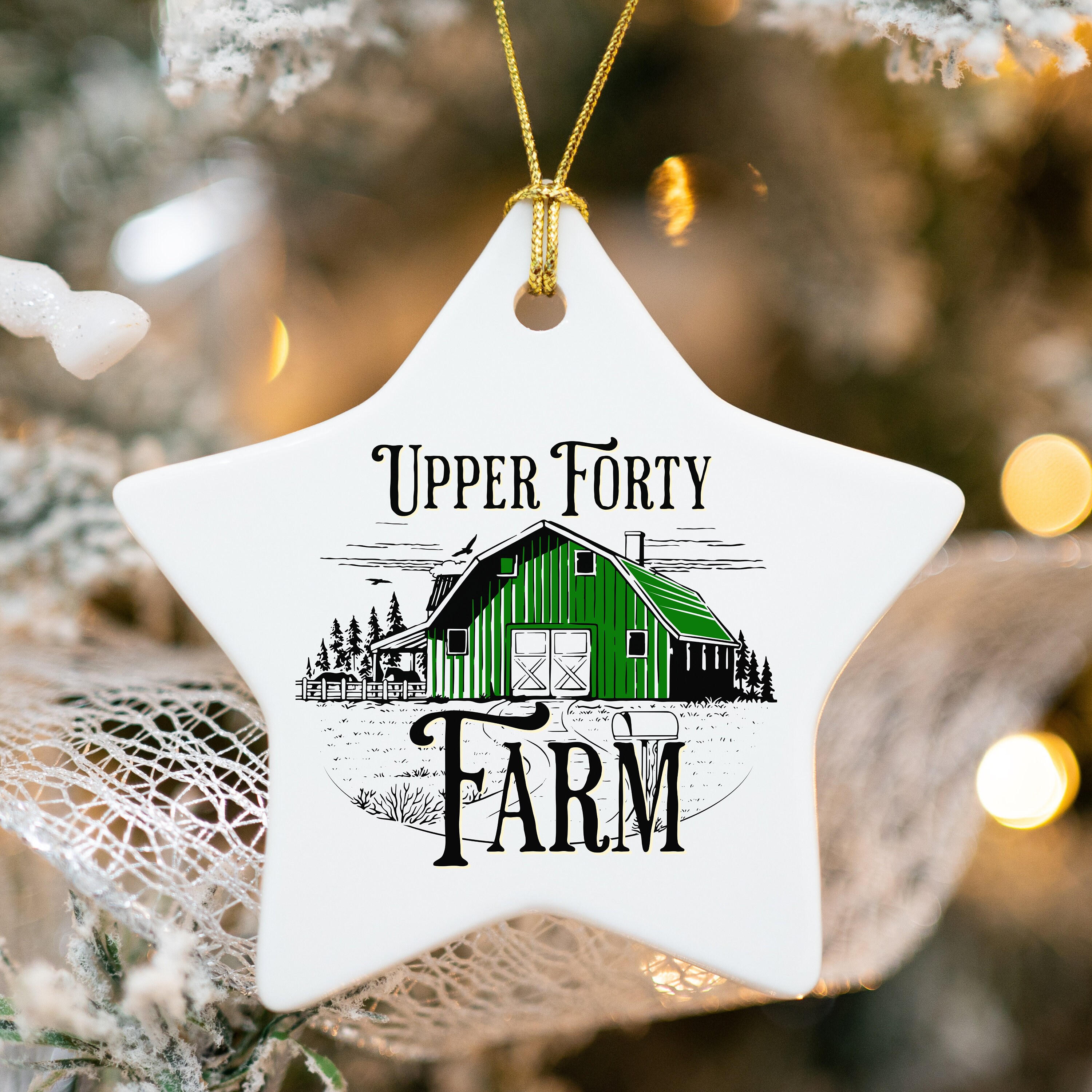 Personalized Green Barn Ornament Green Barn Farm Ornament Christmas Gift Farm Green Barn ...