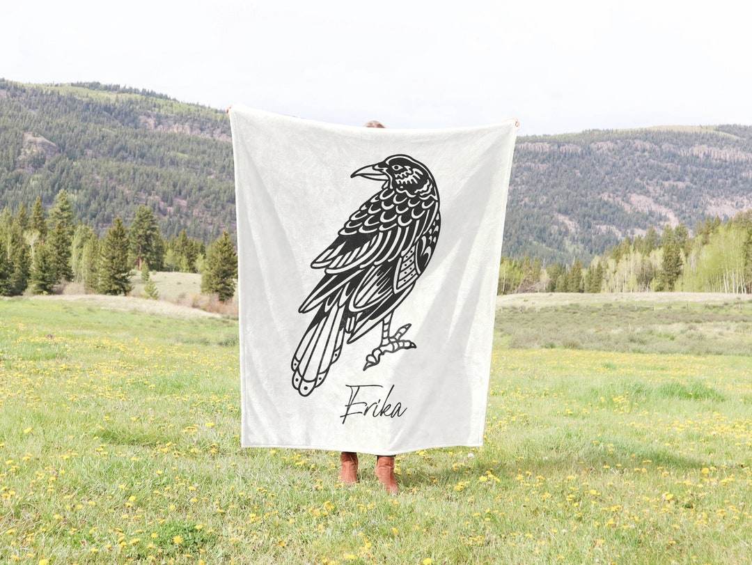 Personalized Crow Blanket Raven Gift Birdwatch Blanket Raven Gift ...