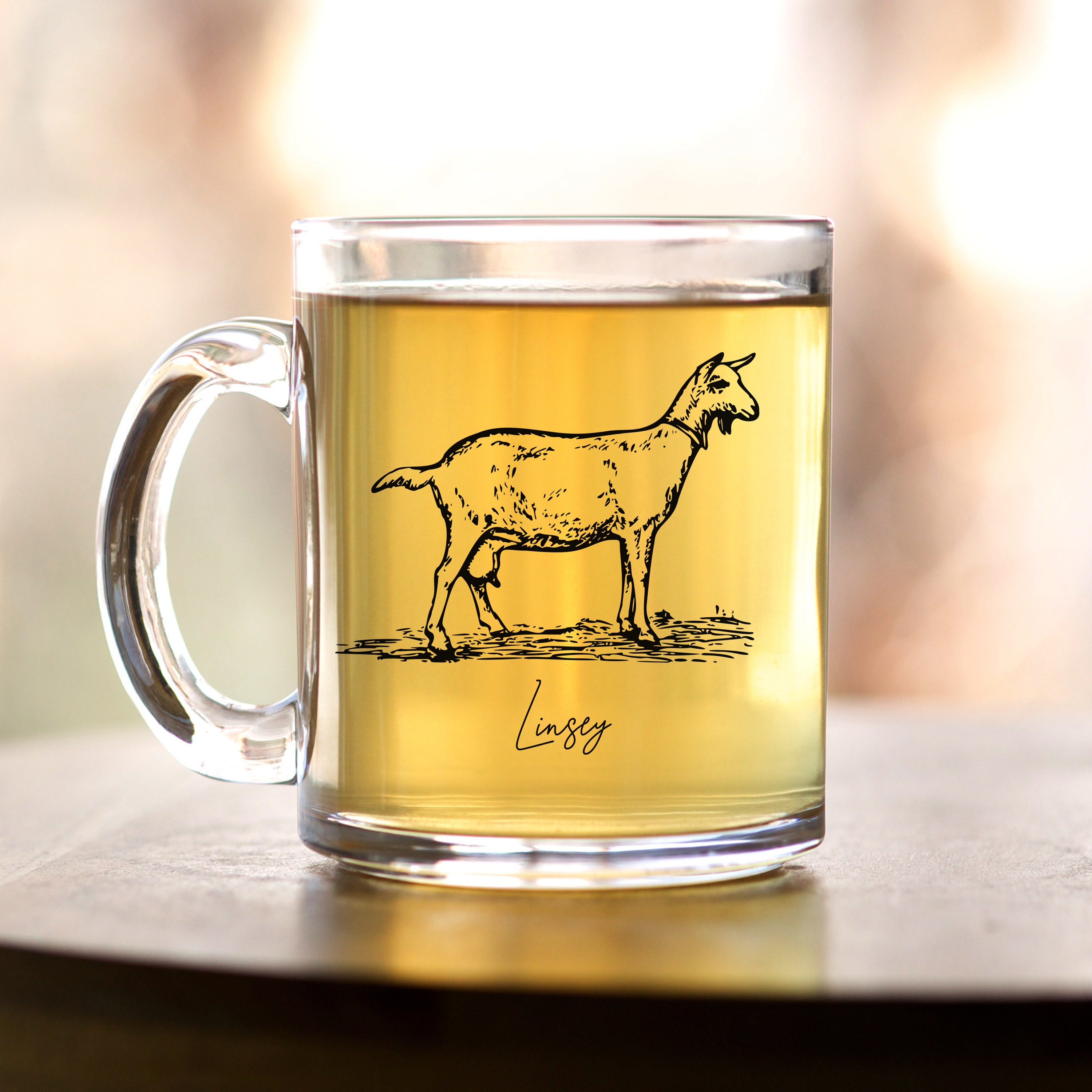 Custom Goat Glass Mug Goat Gift Personalized Goat Mug Glass Goat Lover ...