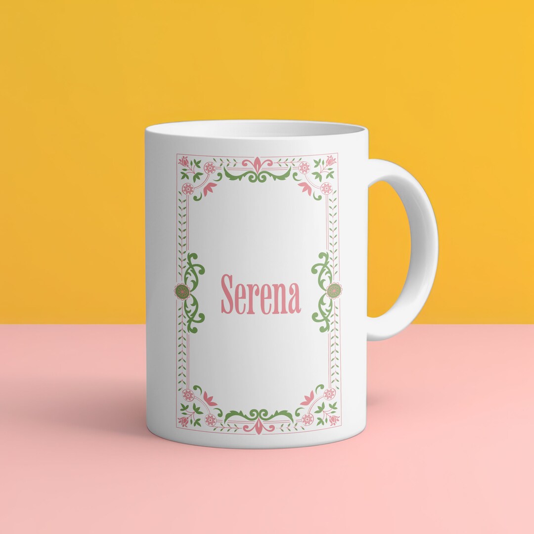 Custom Floral Name Mug Flower Frame Mug Botanical Name Gift for Flower ...
