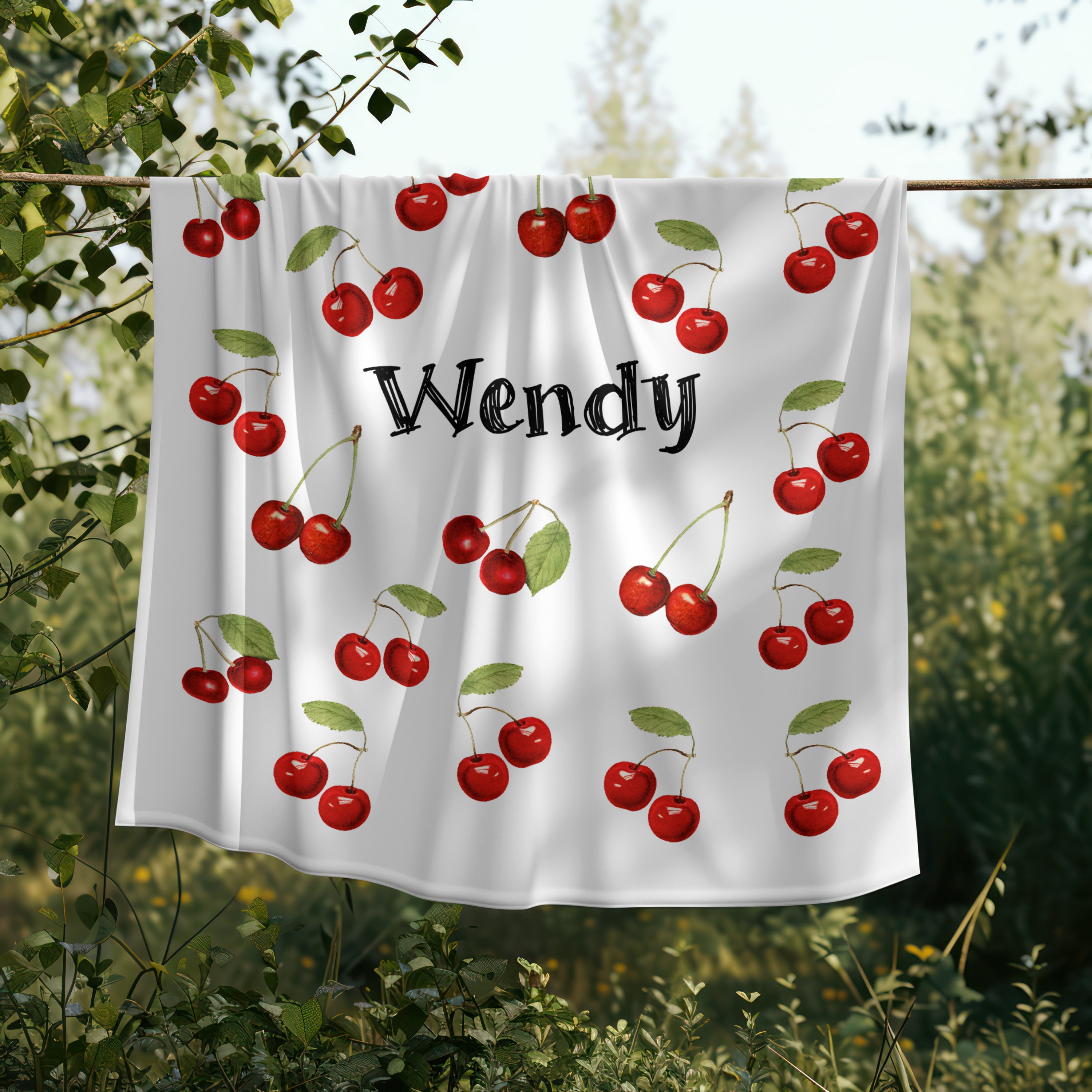 Custom Cherry Blanket With Name Cherry Baby Blanket for Nursery Decor ...