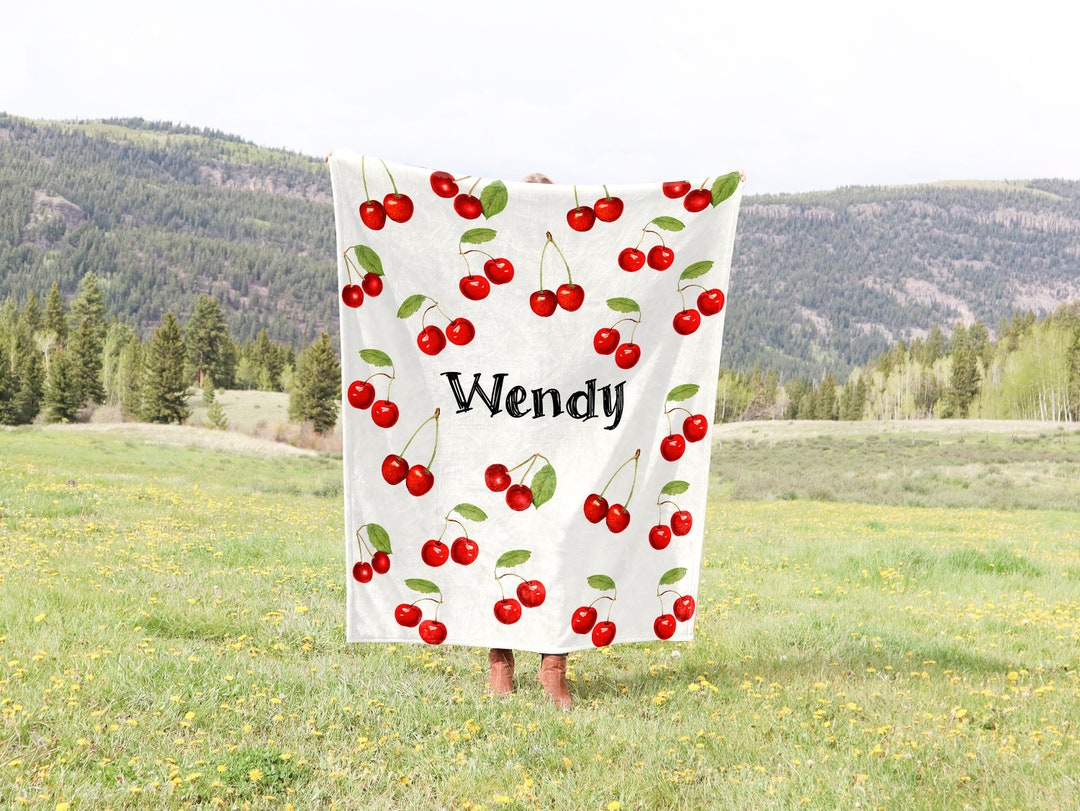 Custom Cherry Blanket With Name Cherry Baby Blanket for Nursery Decor ...