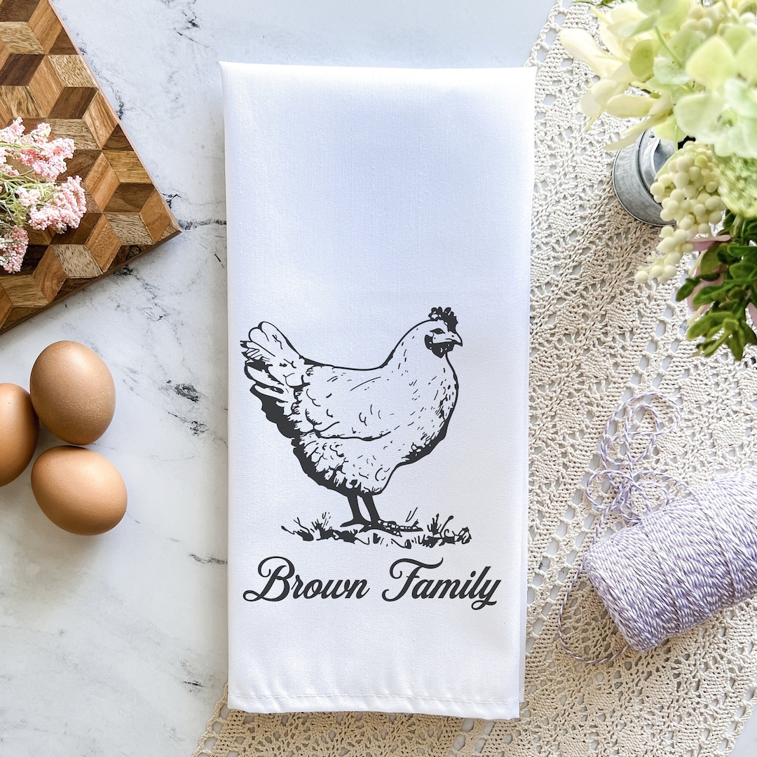 Custom Hen Tea Towel Hen Gift Personalized Family Chicken Farm Tea ...