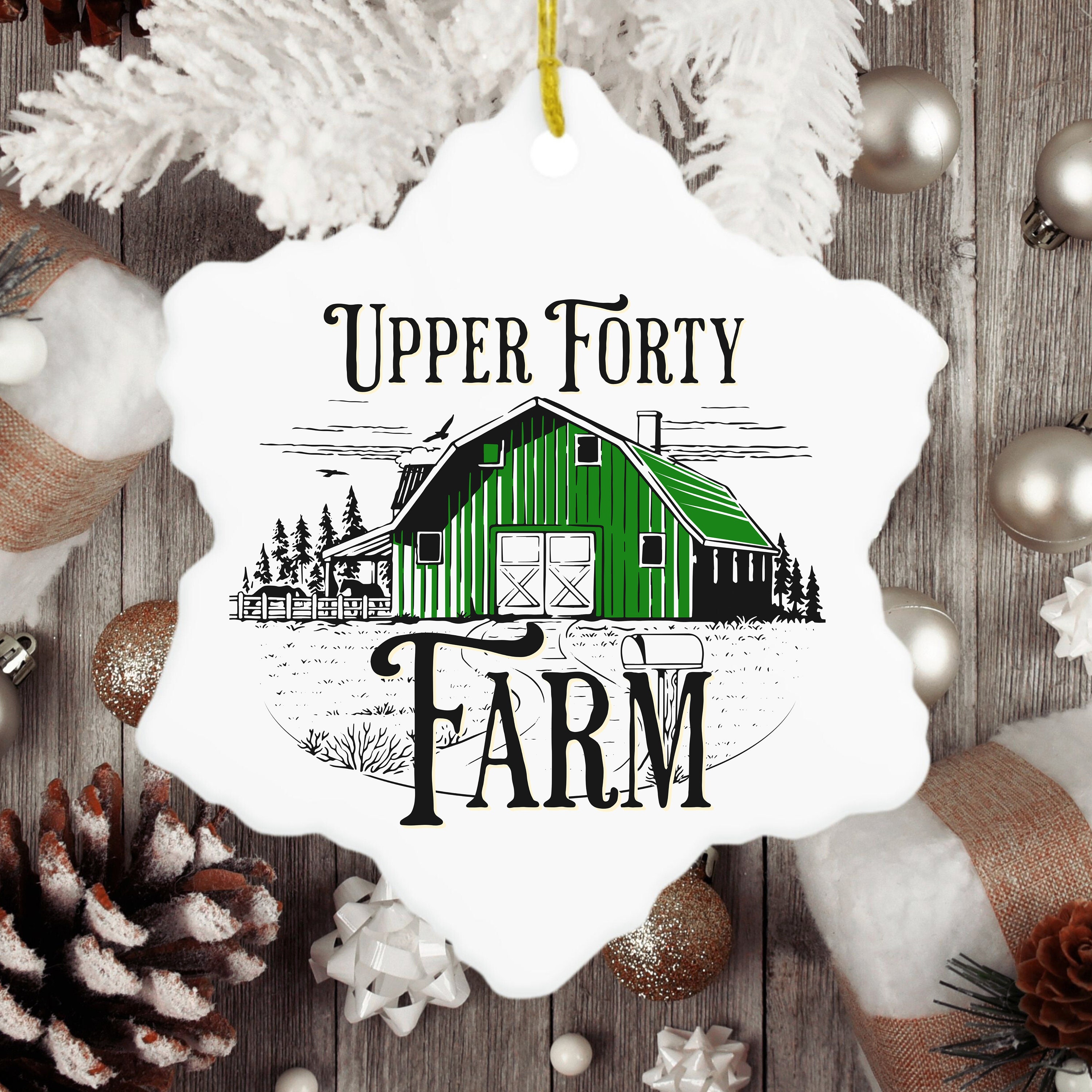 Personalized Green Barn Ornament Green Barn Farm Ornament Christmas ...