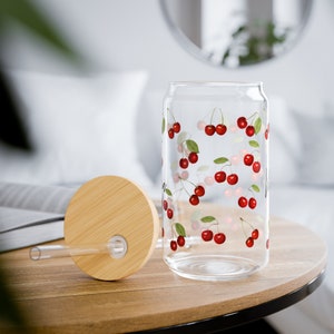 Custom Cherry Glass Cup Cherry Tumbler Glass Can Cherry Farm Gift ...