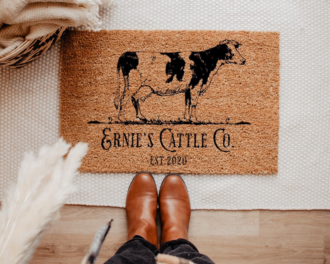 Personalized Cow Doormat Dairy Farm Gift Custom Ranch Cow Gift Dairy ...