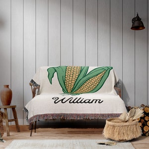 Custom Corn Woven Blanket Corn Farmer Harvest Gift Corn Art Decor Corn ...