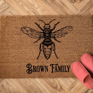 Custom Bee Doormat Bee Gift Personalized Bee Entryway Mat Beekeeper ...