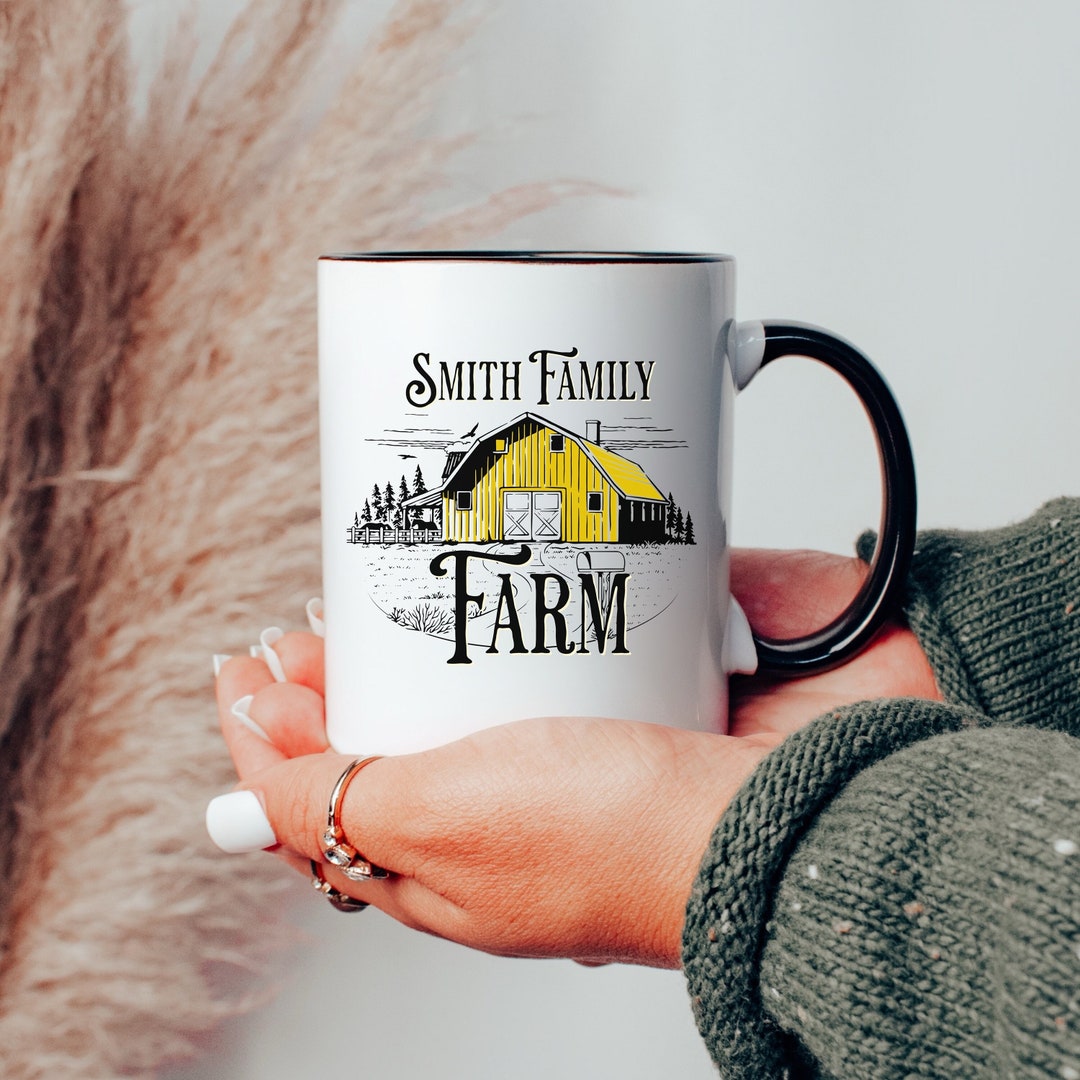 Personalized Yellow Barn Mug Farm Barn Gift Family Farm Custom Barn ...