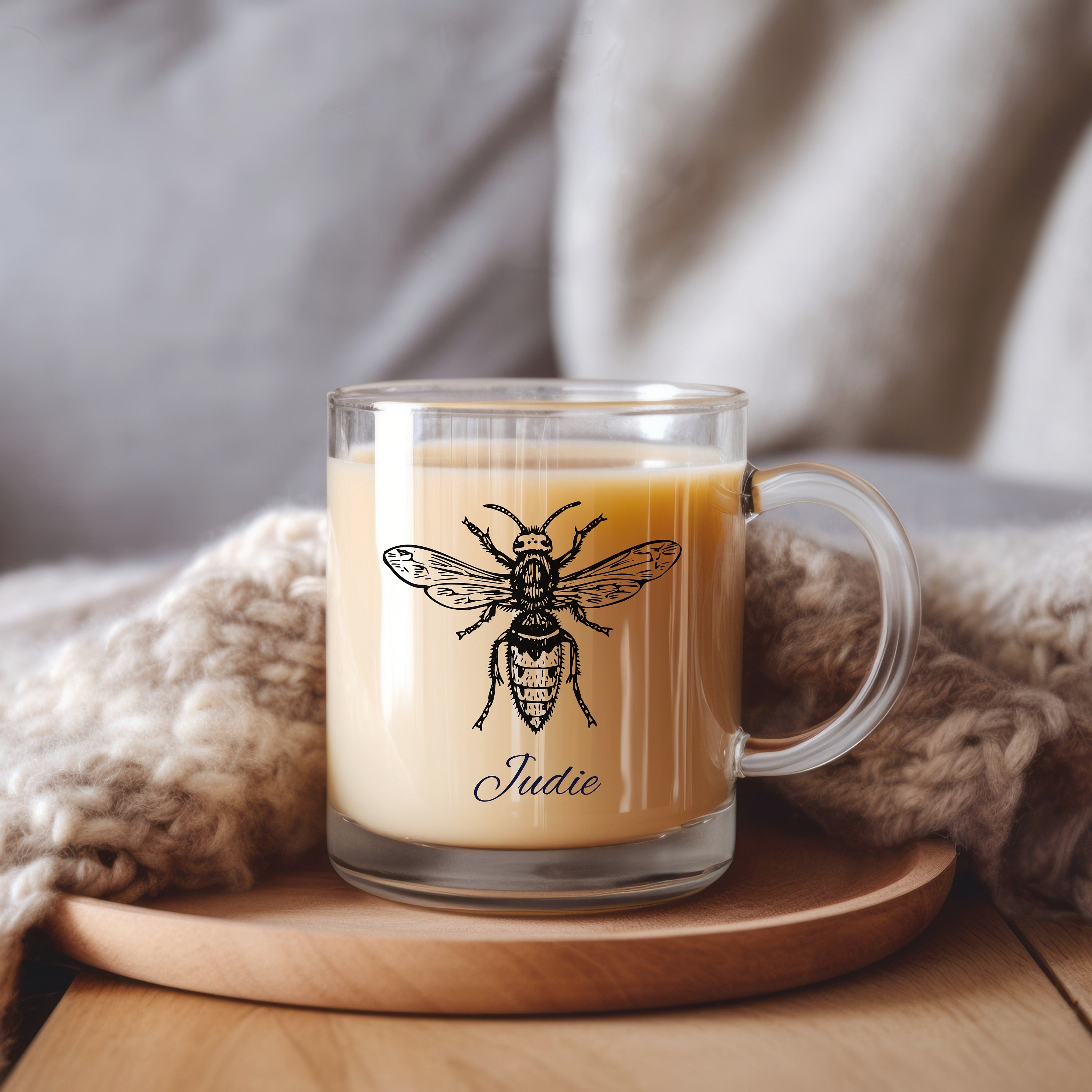 Custom Bee Glass Mug - Personalized Honeybee Gift - Etsy