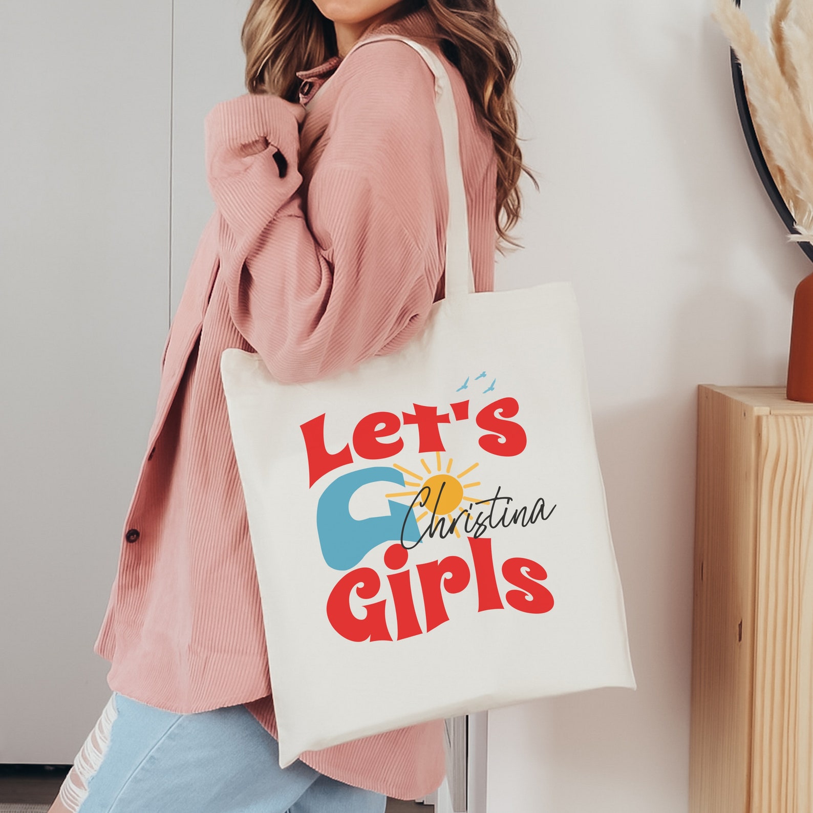 Personalized Lets Go Girl Tote Girl Trip Gift Girl Party Favor Teen ...