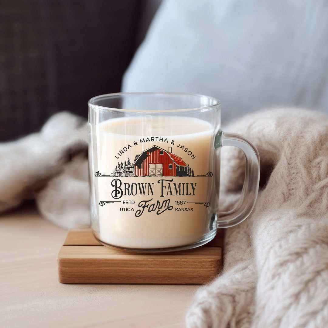 Personalized Red Barn Glass Mug, Custom Farm Family Gift - Etsy