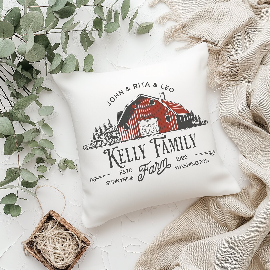 Custom Red Barn Pillow Family Farm Gift Barn Decor Farm Throw Pillow ...