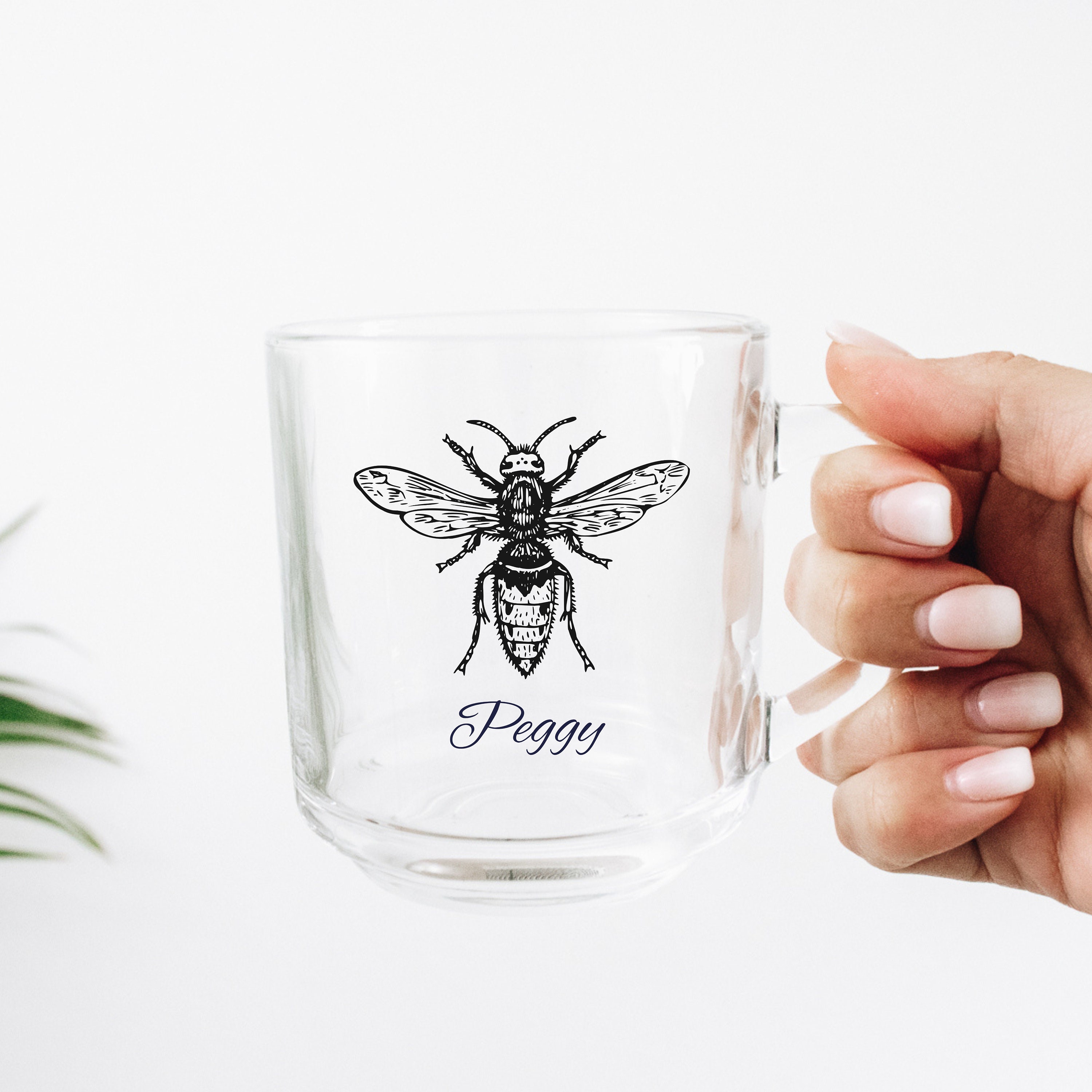Custom Bee Glass Mug Bee Gift Bee Lover Glass Honeybee Mug Honeybee ...
