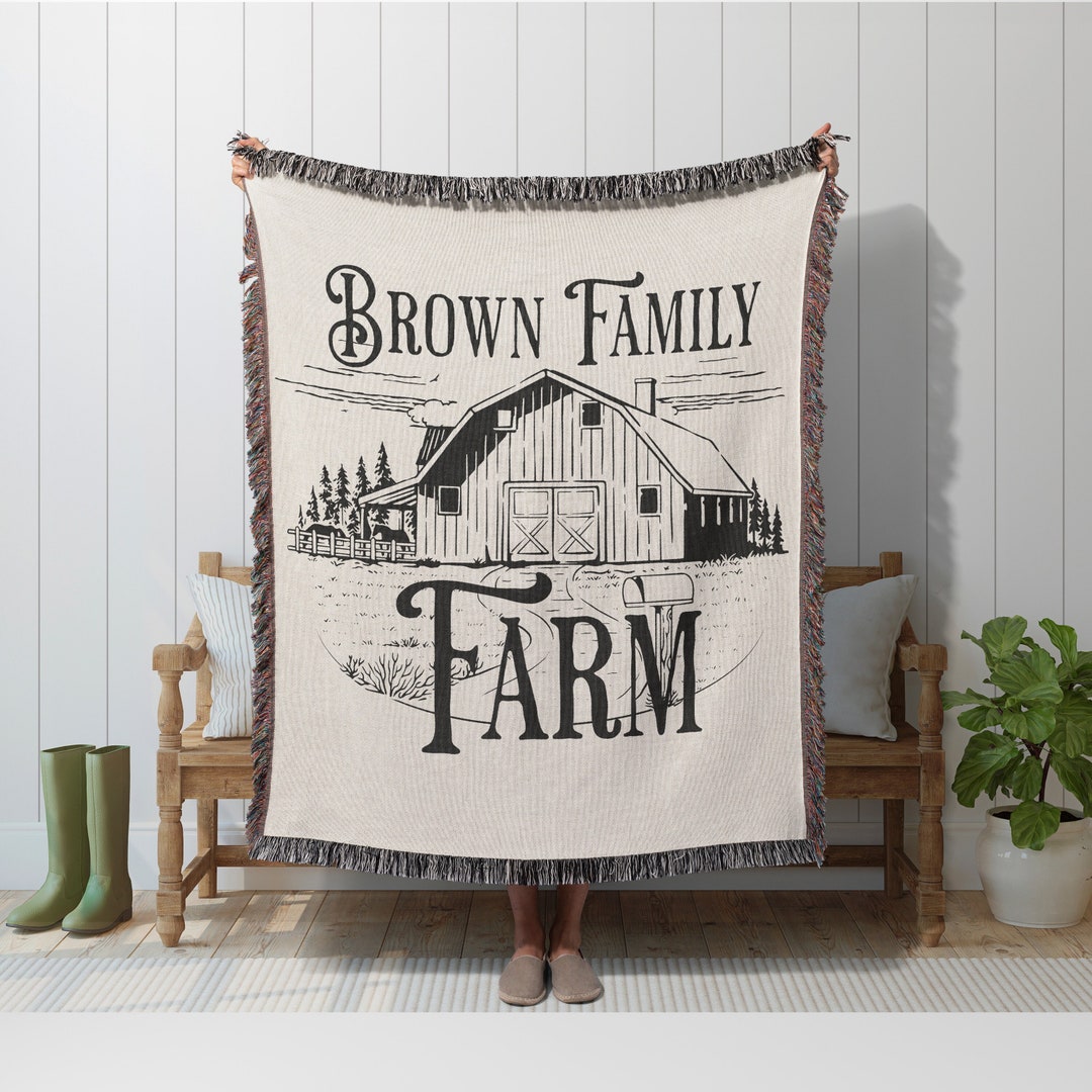 Custom Barn Woven Blanket Farm Barn Cotton Blanket Family Farm Gift ...
