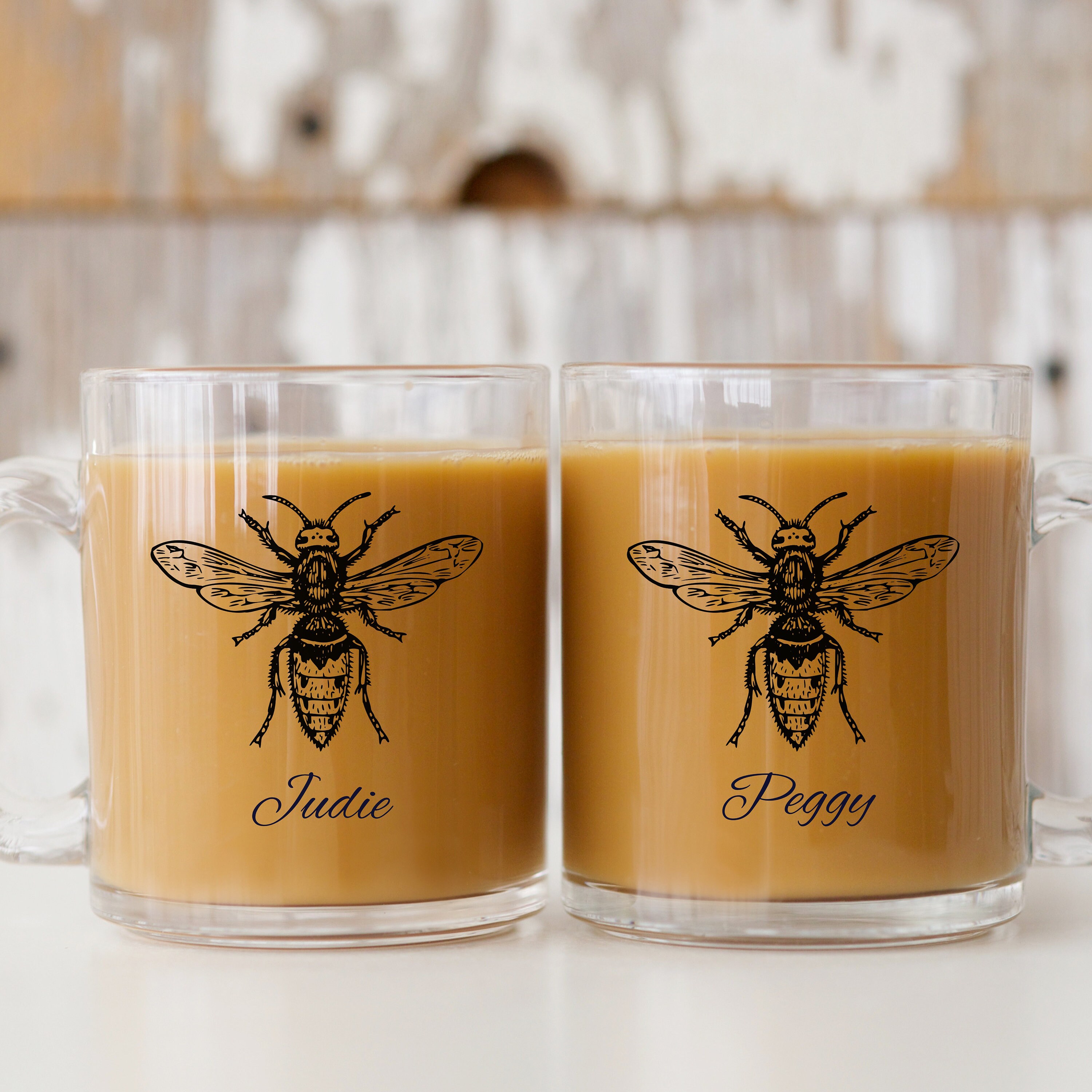 Custom Bee Glass Mug Bee Gift Bee Lover Glass Honeybee Mug Honeybee ...