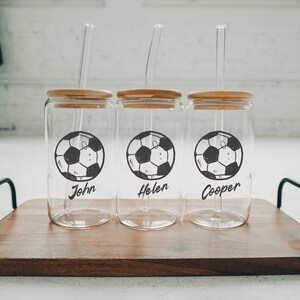 Personalized Soccer Tumbler Soccer Glass Cup Soccer Boy Gift Soccer ...