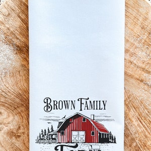 Custom Red Barn Tea Towel Farm Gift Personalized Family Farm Tea Towel ...
