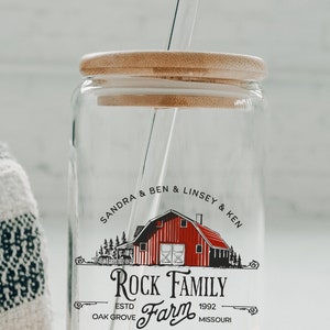 Custom Red Barn Glass Can Barn Farm Glass Cup Family Farm Gift Barn Red ...