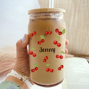Custom Cherry Glass Cup Cherry Tumbler Glass Can Cherry Farm Gift ...