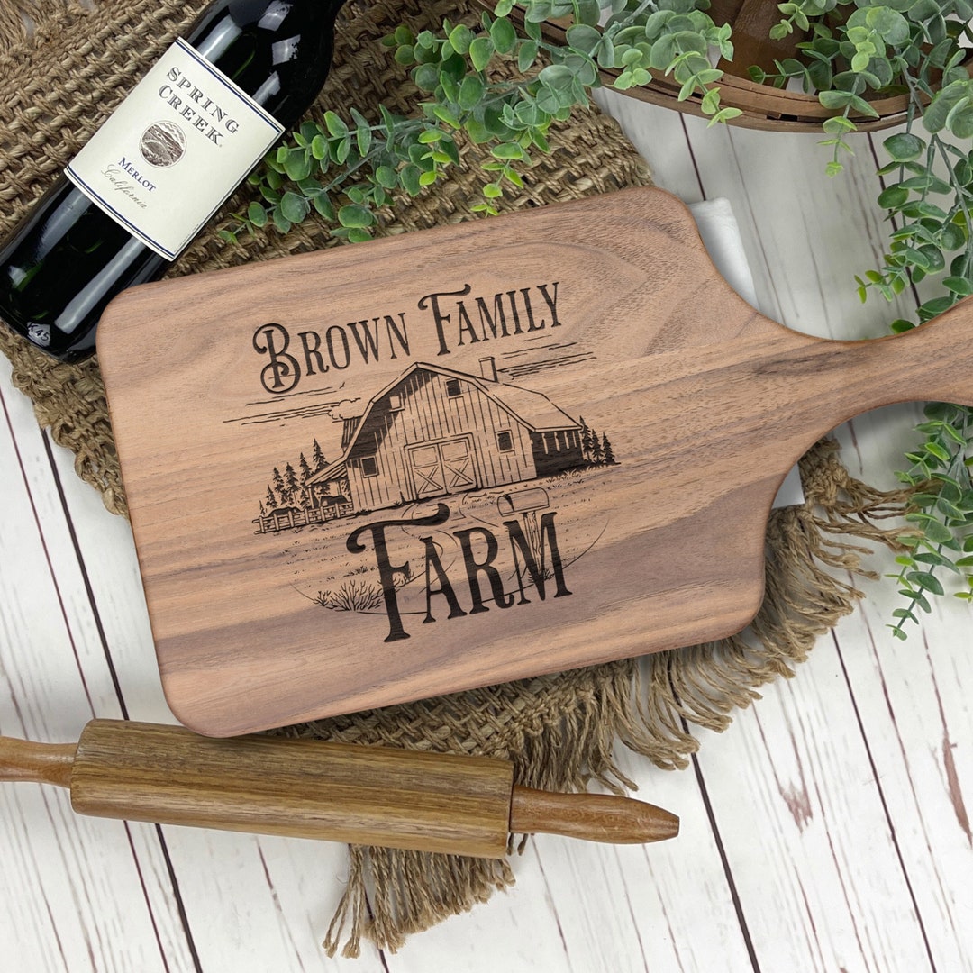 Custom Barn Cutting Board Farm Gift Farm Kitchen Gift Barn Family Farm ...