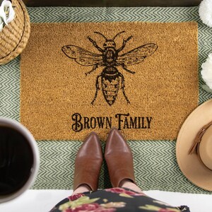 Custom Bee Doormat Bee Gift Personalized Bee Entryway Mat Beekeeper ...