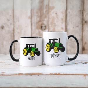 Custom Tractor Mug Green Tractor Gift for Kid Personalized Tractor ...