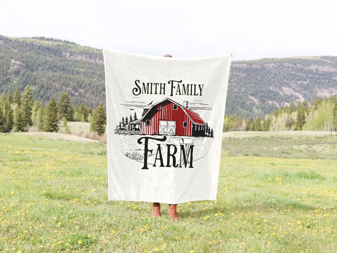 Personalized Farm Blanket: Red Barn Family Gift - Etsy
