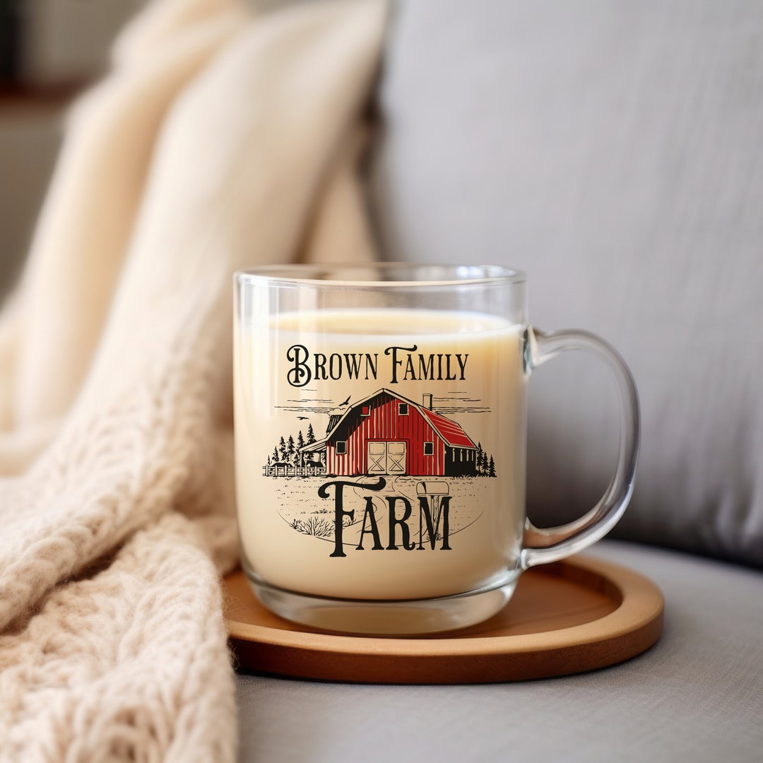 Custom Red Barn Glass Mug Red Barn Mug Glass Personalized Farm Gift ...