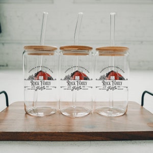 Custom Red Barn Glass Can Barn Farm Glass Cup Family Farm Gift Barn Red ...