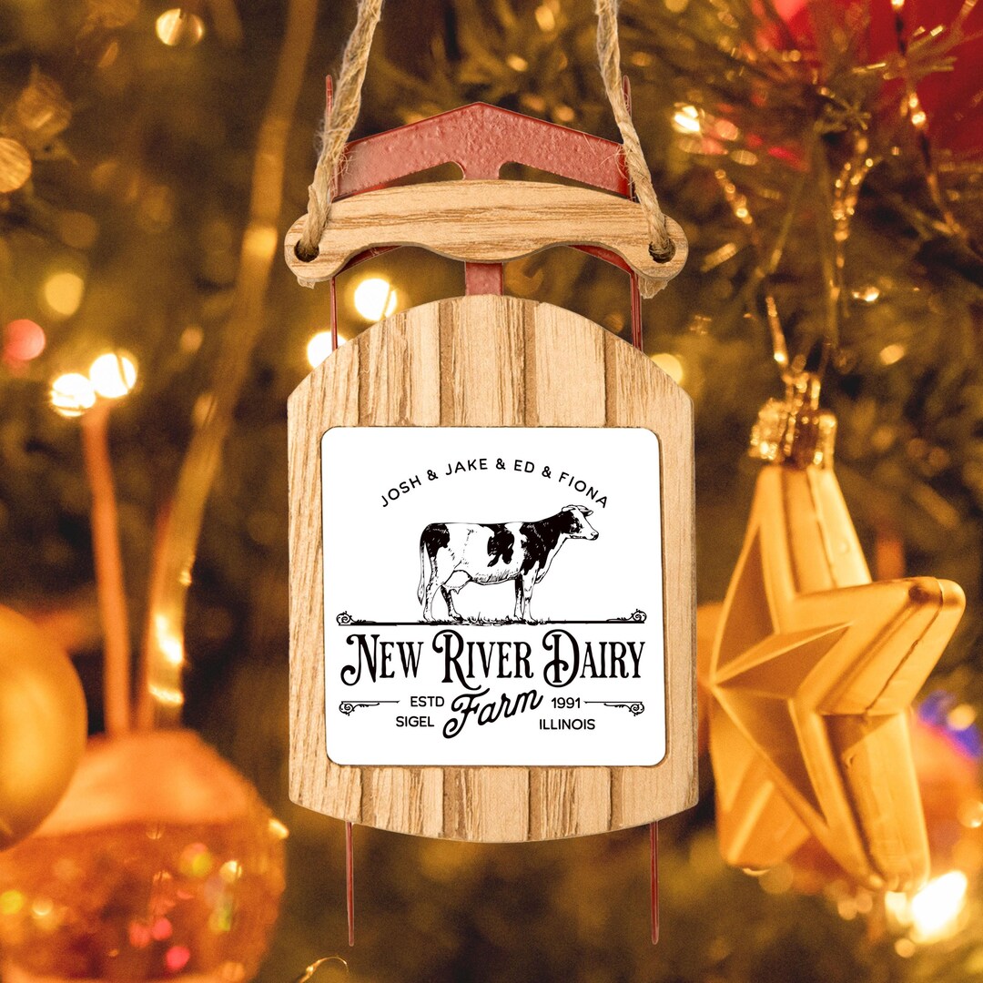 Custom Dairy Cow Sled Ornament Cow Farm Ornament Christmas Gift for ...