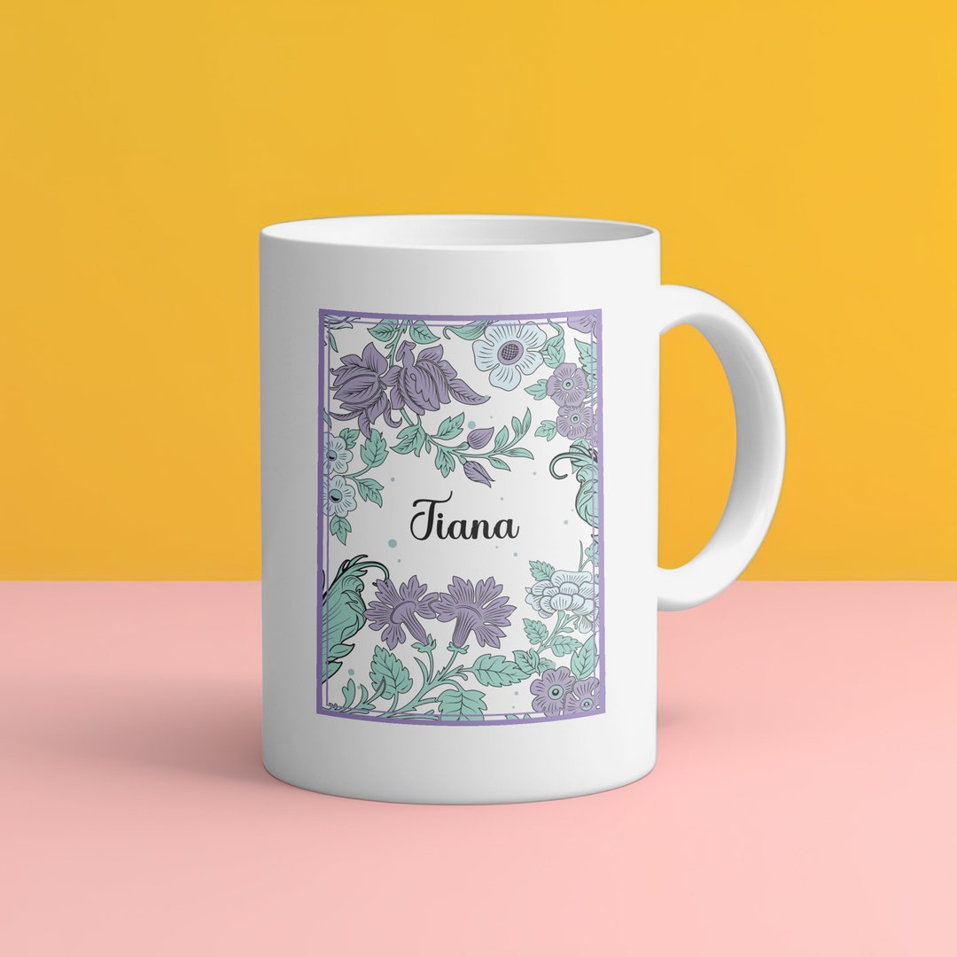 Custom Purple Floral Name Mug Floral Gift for Bestie Birthday Gift ...