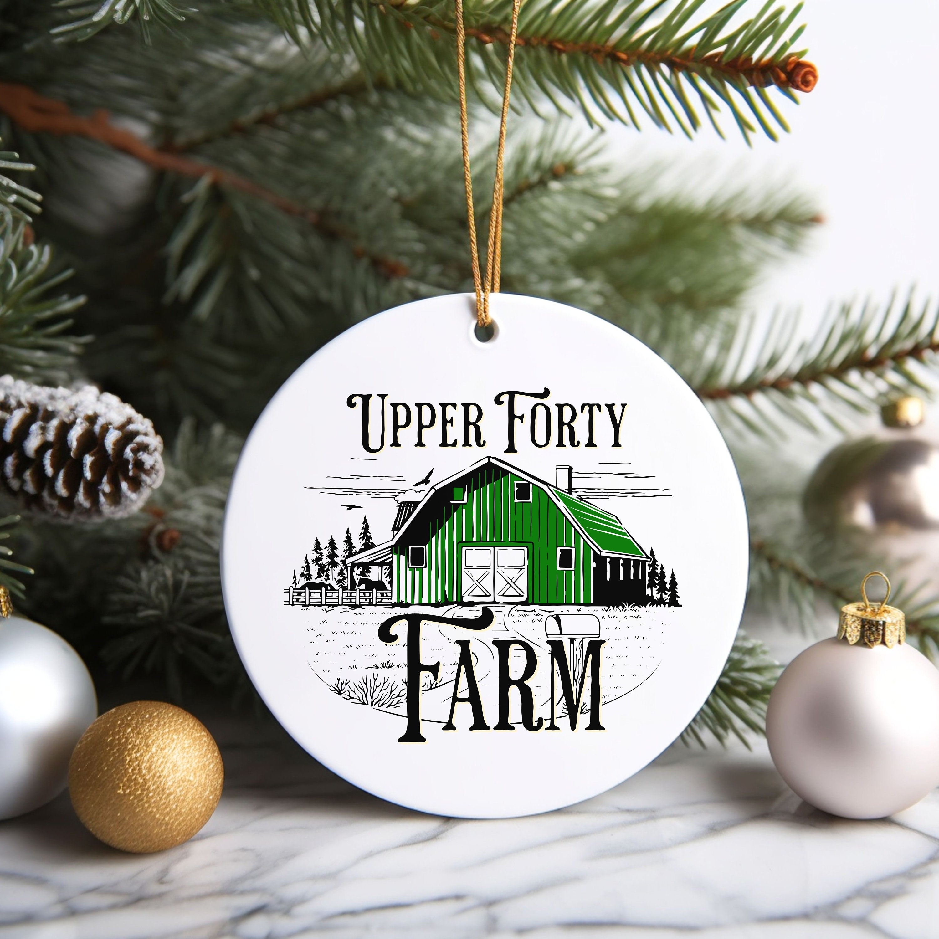 Personalized Green Barn Ornament Green Barn Farm Ornament Christmas Gift Farm Green Barn ...